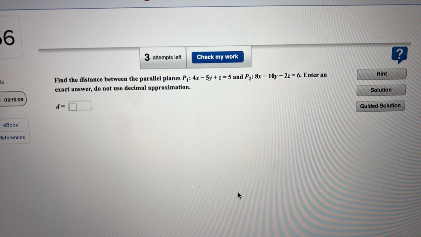 63 ﻿attempts lefttsFind the distance between the | Chegg.com