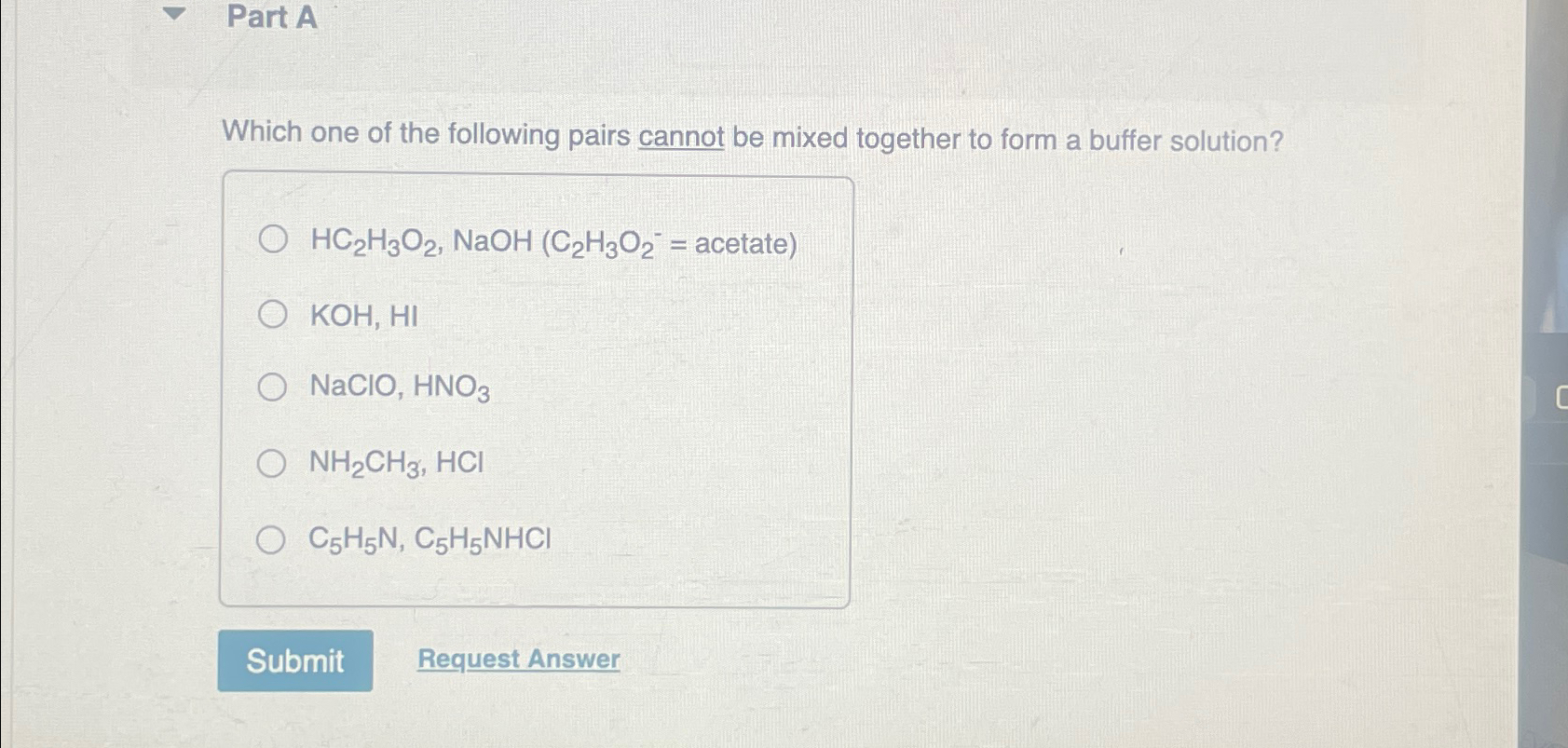 Solved Part AWhich one of the following pairs cannot be | Chegg.com