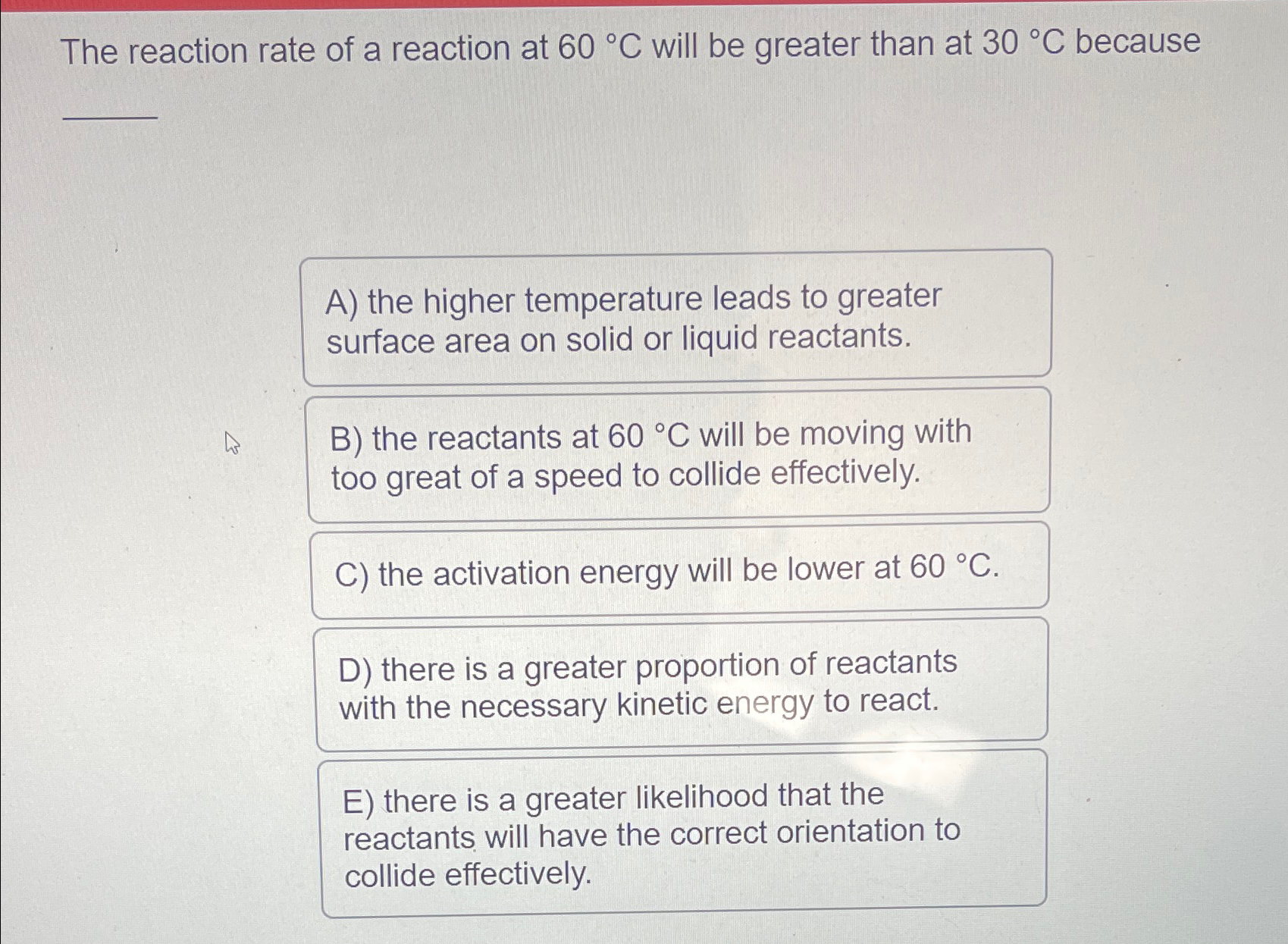 Solved The reaction rate of a reaction at 60\\\\deg C will | Chegg.com
