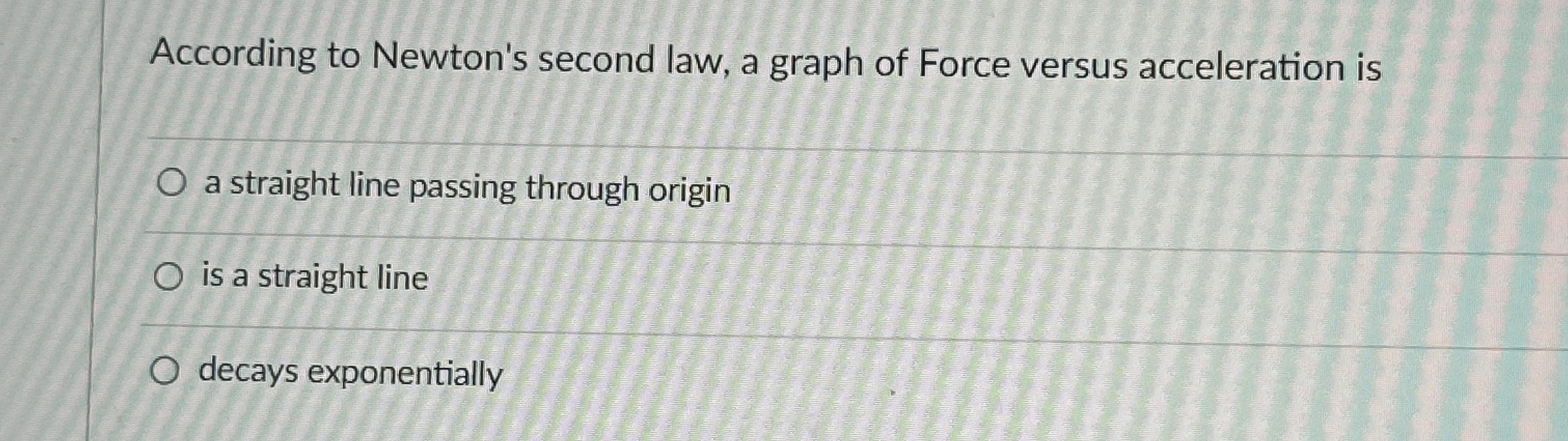 Solved According to Newton's second law, a graph of Force | Chegg.com
