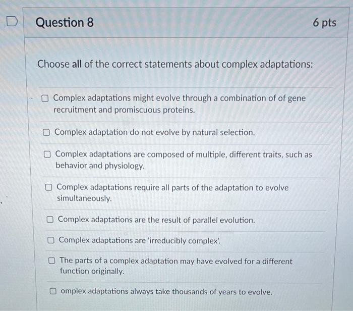 Solved D Question 8 6 pts Choose all of the correct | Chegg.com