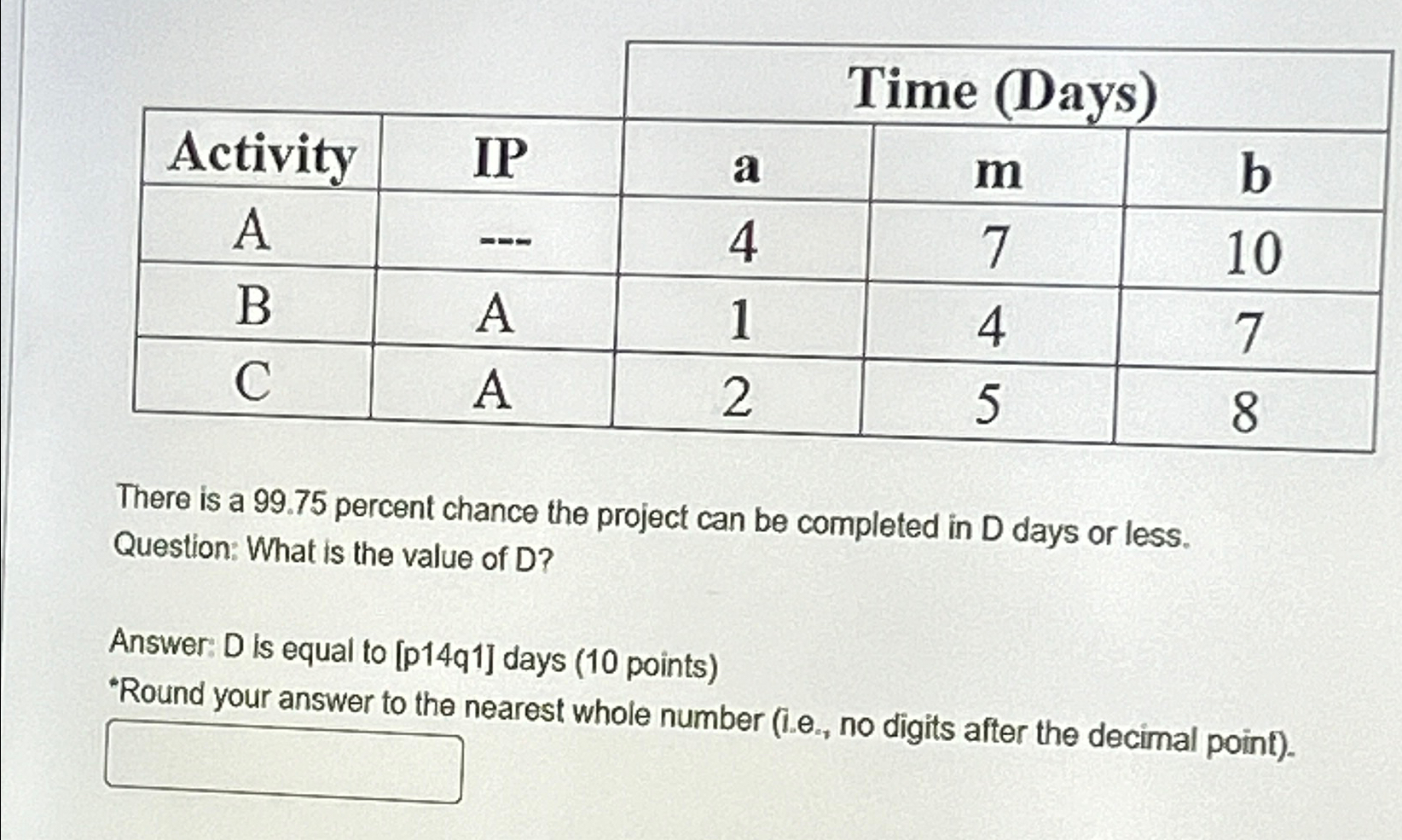 Solved \table[[,Time | Chegg.com