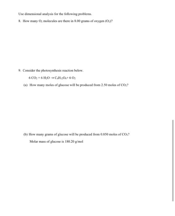 Solved Use dimensional analysis for the following problems. | Chegg.com