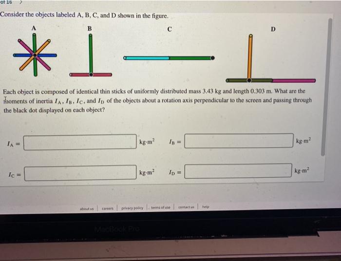 Solved of 16 > Consider the objects labeled A, B, C, and D | Chegg.com