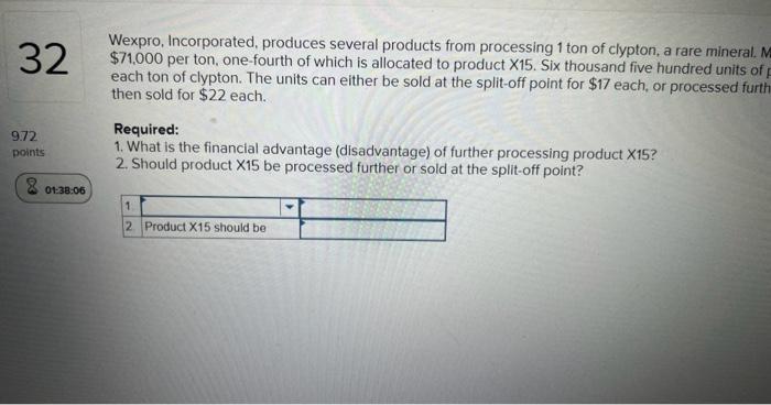 Solved Wexpro, Incorporated, produces several products from | Chegg.com