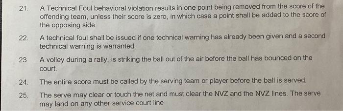 Solved 21. A Technical Foul behavioral violation results in | Chegg.com