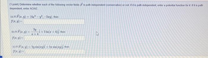 Solved (1 point) Determine whether each of the following | Chegg.com