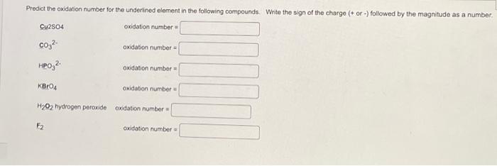 Solved Predict the oxidation number for the underlined | Chegg.com