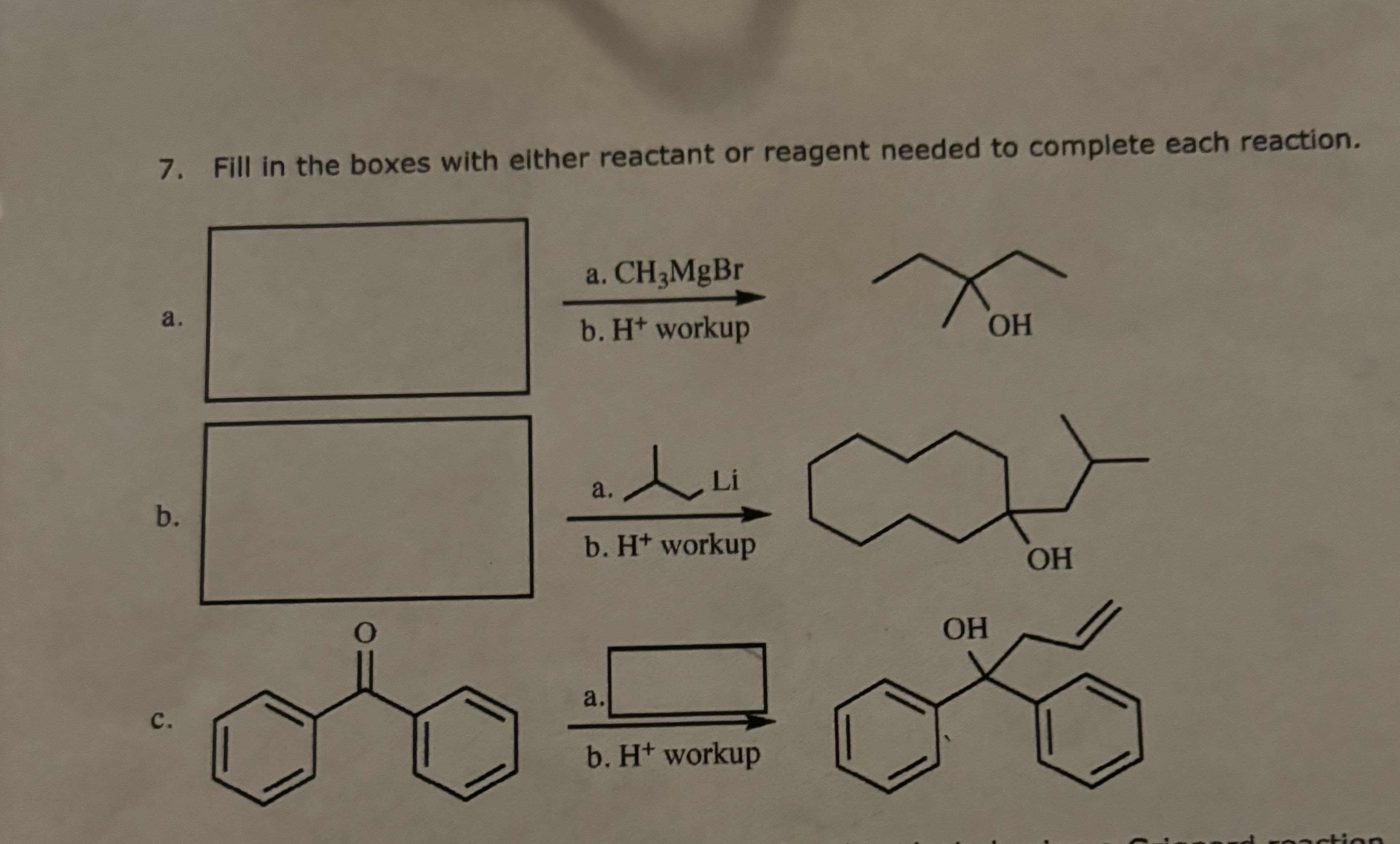 Solved Fill in the boxes with either reactant or reagent | Chegg.com