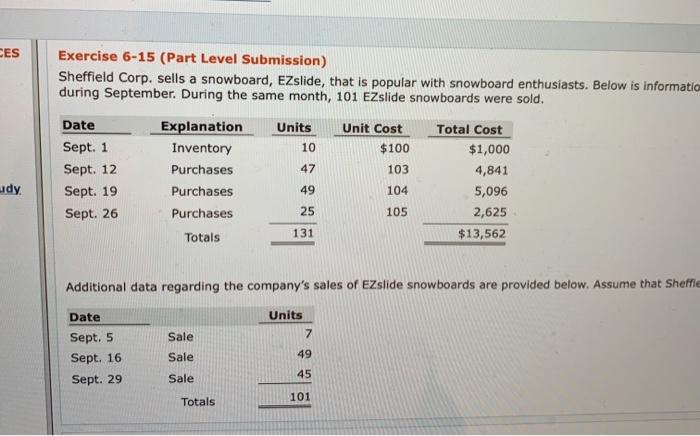 Solved CES Exercise 6-15 (Part Level Submission) Sheffield | Chegg.com