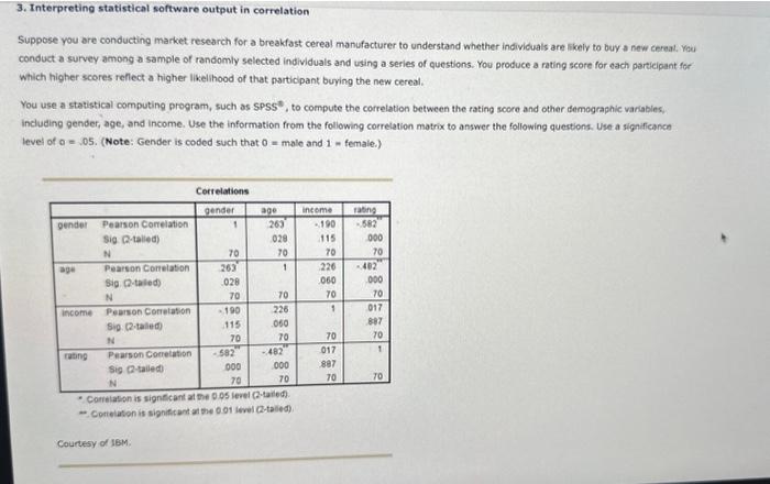 Solved 3 Interpreting Statistical Software Output In 