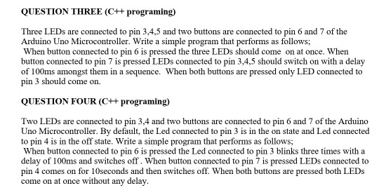 Question Three C Programing Three Leds Are 