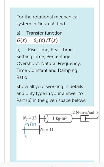 Solved For the rotational mechanical system in Figure A, | Chegg.com
