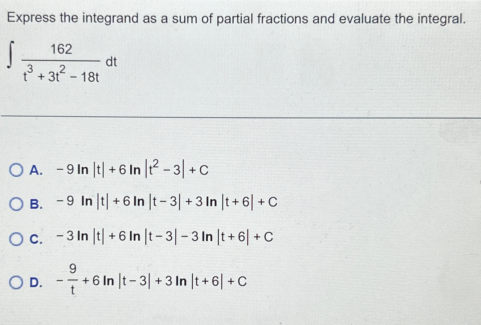Solved Express the integrand as a sum of partial fractions | Chegg.com