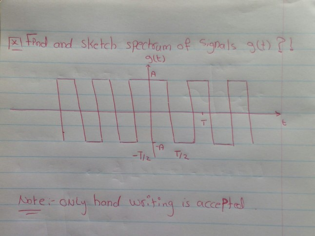Solved x1 Find and sketch spectrum of signals g(t)?! git) T | Chegg.com
