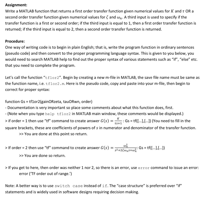 Solved Assignment Write A Matlab Function That Returns A