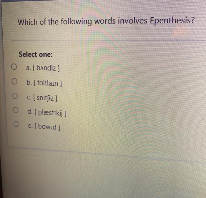 Solved Which of the following words involves Epenthesis? | Chegg.com