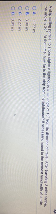 Solved A ship sailing parallel to shore sights a lighthouse | Chegg.com