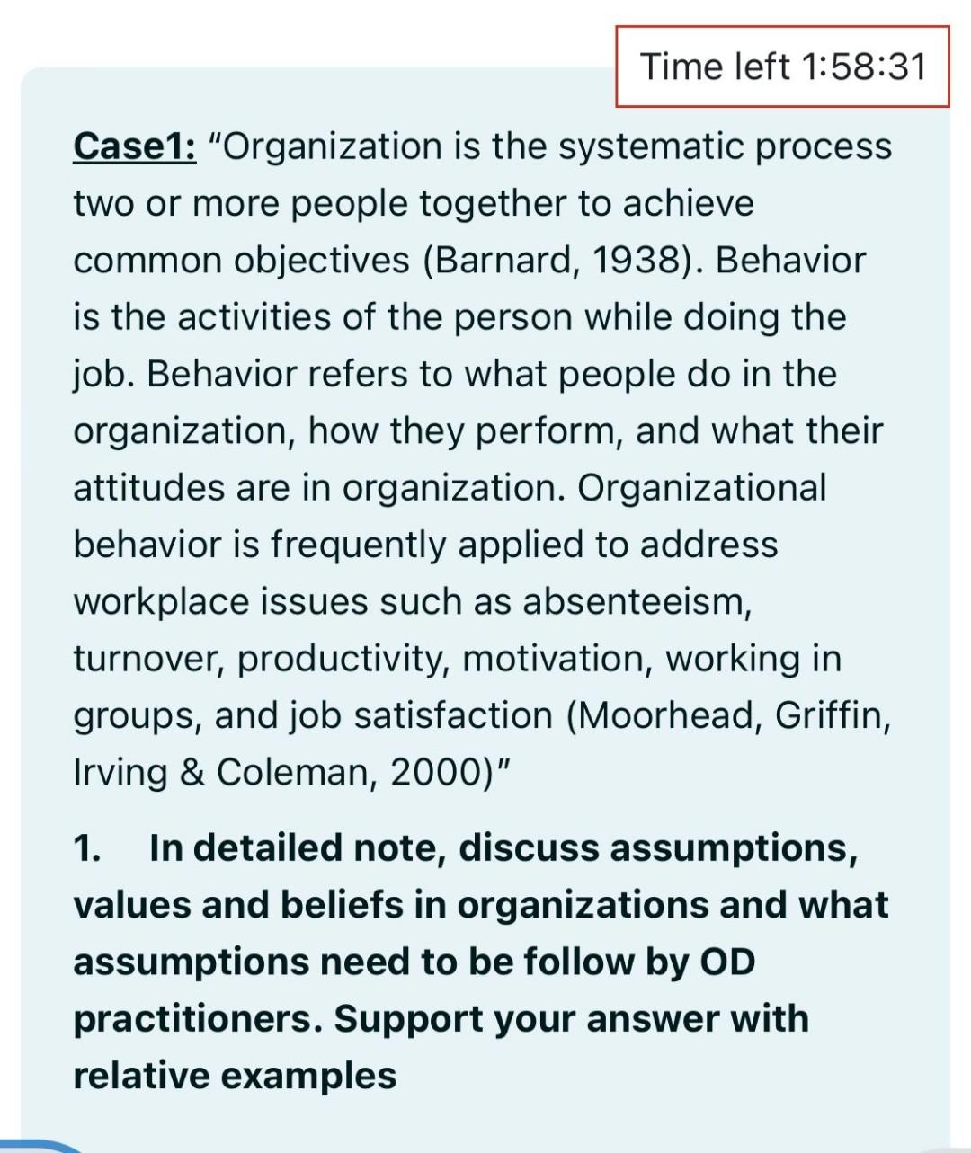 Solved Case1: "Organization is the systematic process two or | Chegg.com