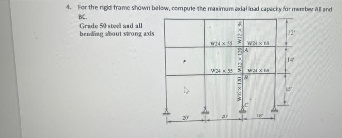 Solved For the rigid frame shown below, compute the maximum | Chegg.com