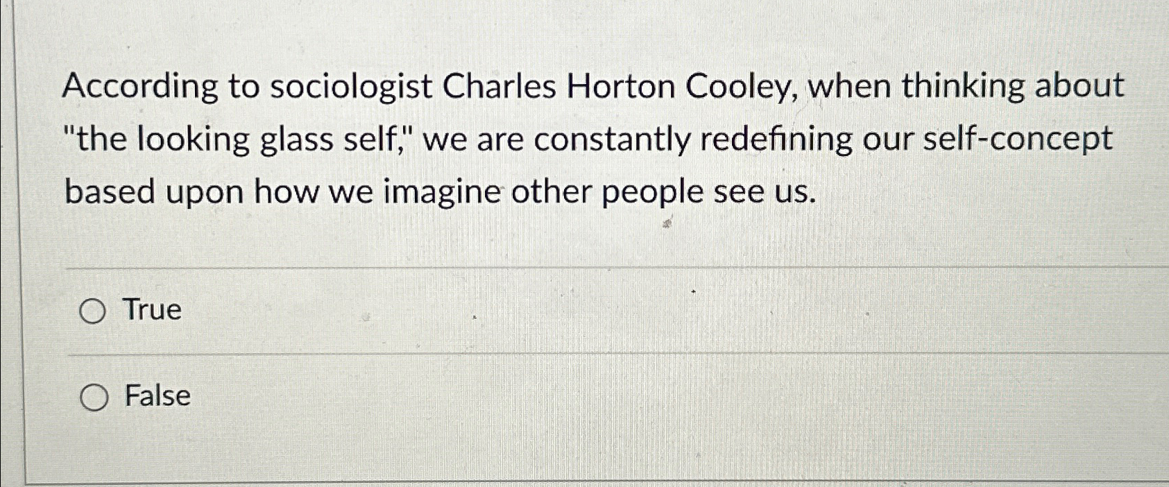 Solved According to sociologist Charles Horton Cooley, when | Chegg.com