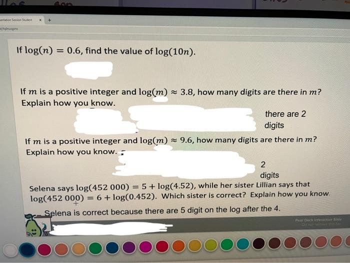 Solved Use the table of logarithms to estimate the values oa | Chegg.com