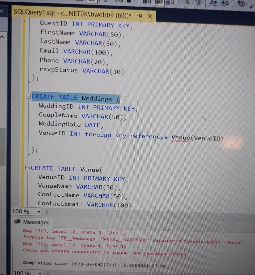 Solved GuestID INT PRIMARY KEY, firstName VARCHAR (5θ), | Chegg.com