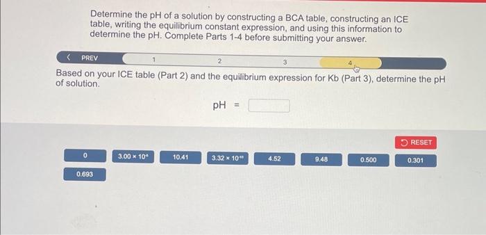 Determine the pH of a solution by constructing a BCA | Chegg.com