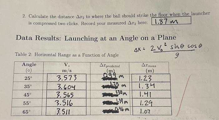 Solved Projectile Motion Lab:Please look at the tables of | Chegg.com
