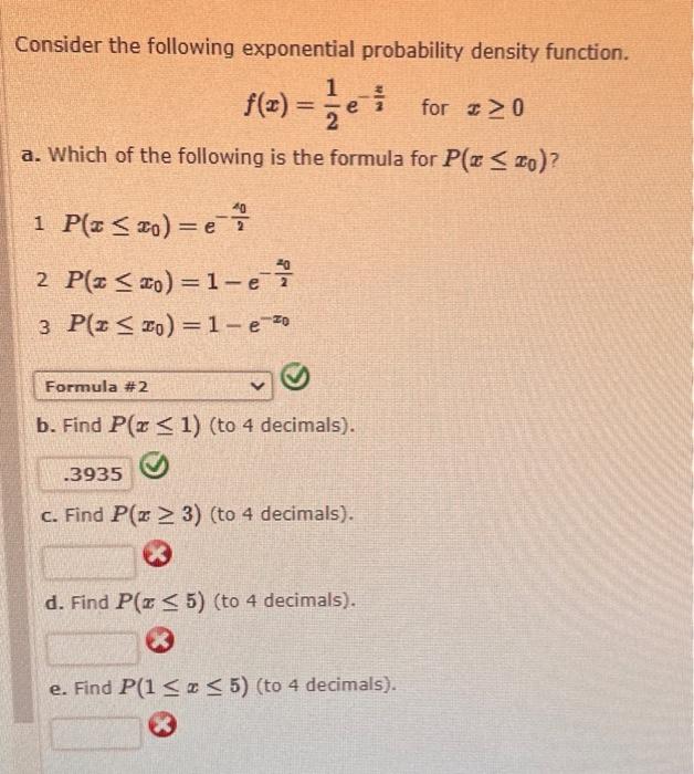 Solved Consider the following exponential probability | Chegg.com