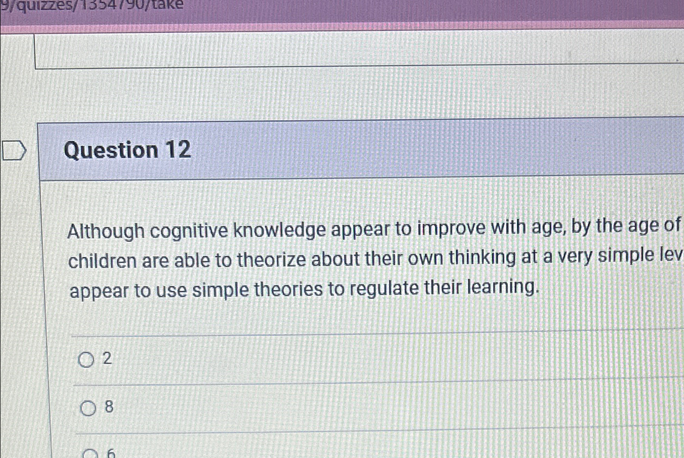 Solved Question 12Although cognitive knowledge appear to | Chegg.com