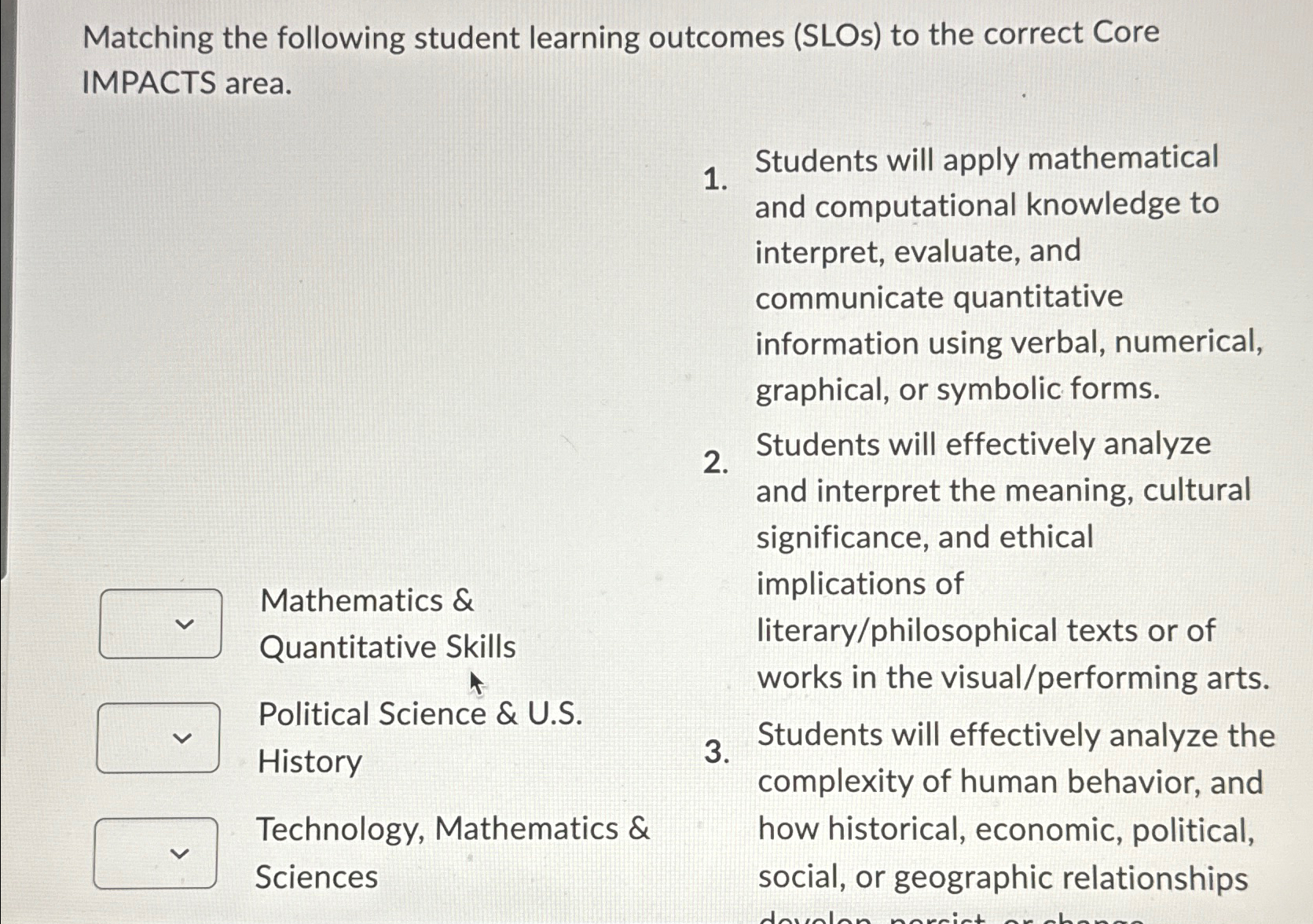 Solved Matching the following student learning outcomes | Chegg.com