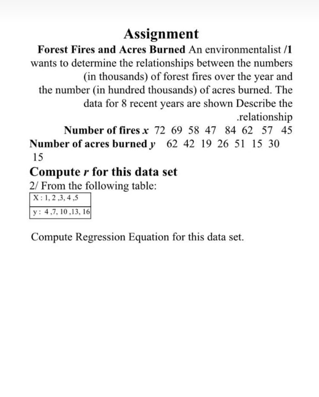 Solved Assignment Forest Fires and Acres Burned An | Chegg.com