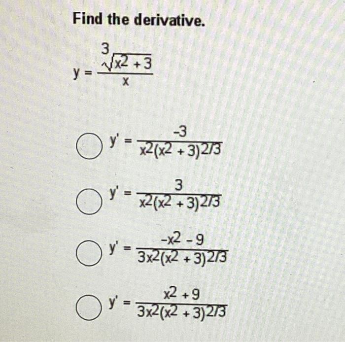 Solved Find the derivative. | Chegg.com