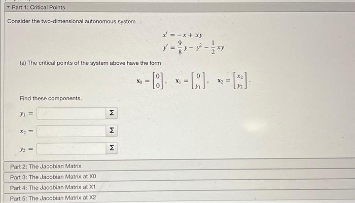 Solved Consider the two-dimensional autonomous system | Chegg.com