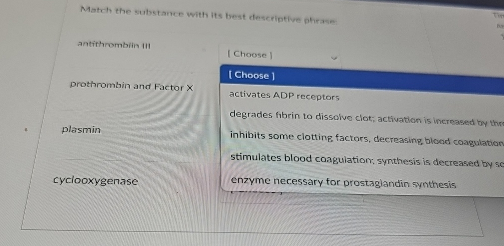 Solved Match the substarce with its best descriptive | Chegg.com