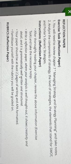 Solved REFLECTION PAPER Exercise Task (Reflection Paper) 1. | Chegg.com