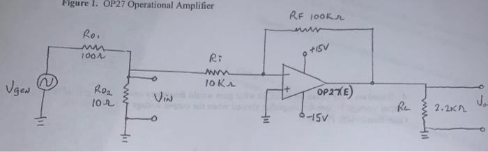 Solved Figure 1. OP27 Operational Amplifier RF look Roi 1001 | Chegg.com