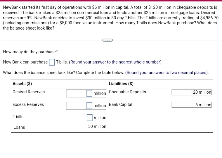 NewBank started its first day of operations with $6 | Chegg.com
