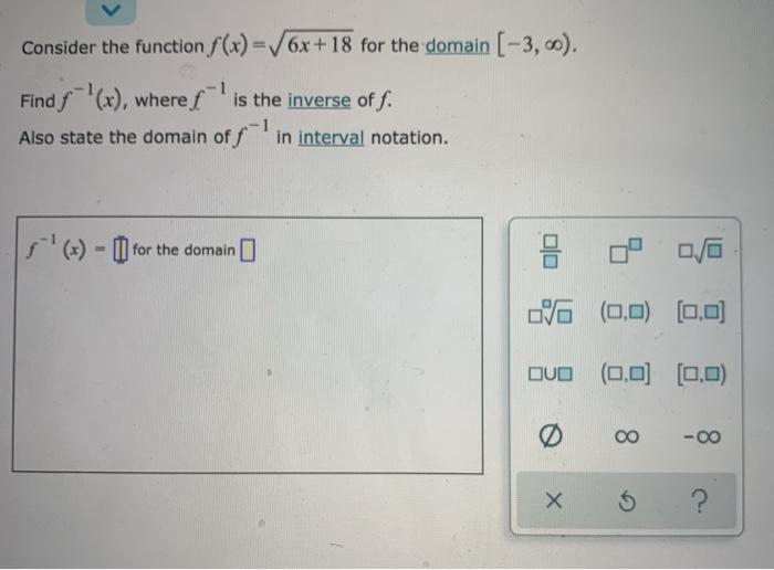 Solved Consider the function f(x) = 6x +18 for the domain | Chegg.com