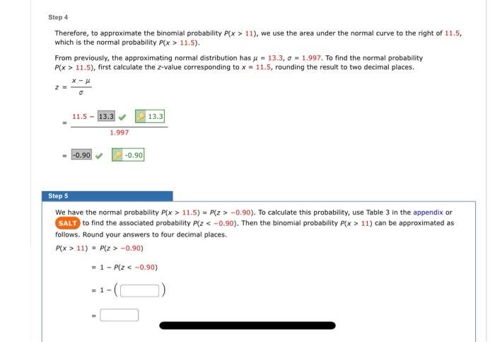 Solved Therefore, to approximate the binomial probability | Chegg.com