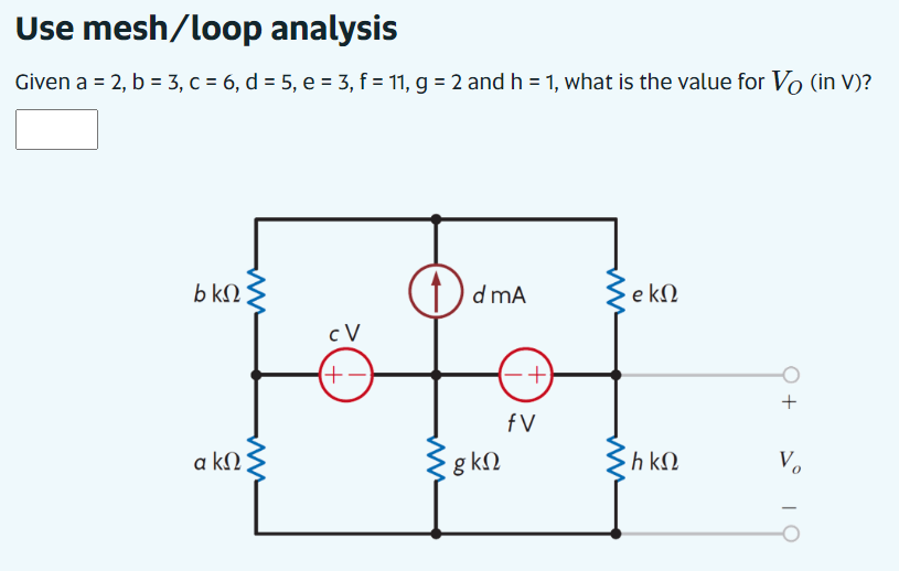 Solved Use mesh/loop analysisGiven | Chegg.com