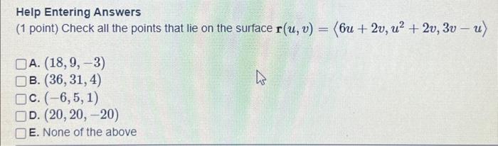 Solved Help Entering Answers (1 point) Check all the points | Chegg.com