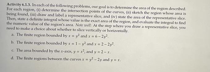Solved Activity 6.1.3. In each of the following problems, | Chegg.com
