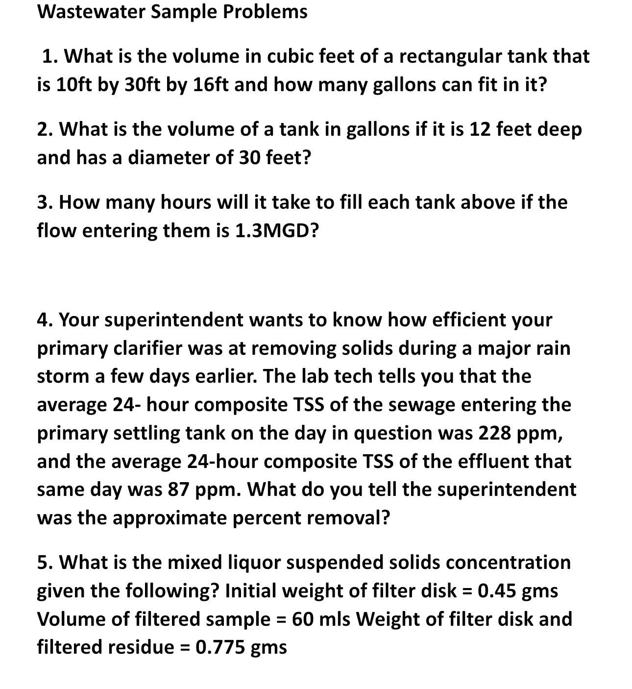 Solved Wastewater Sample ProblemsWhat is the volume in cubic | Chegg.com