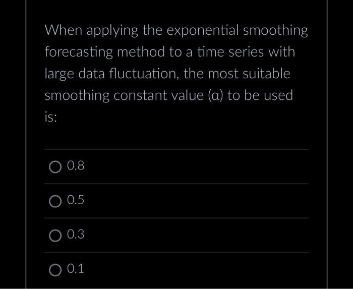 Solved When applying the exponential smoothing forecasting | Chegg.com