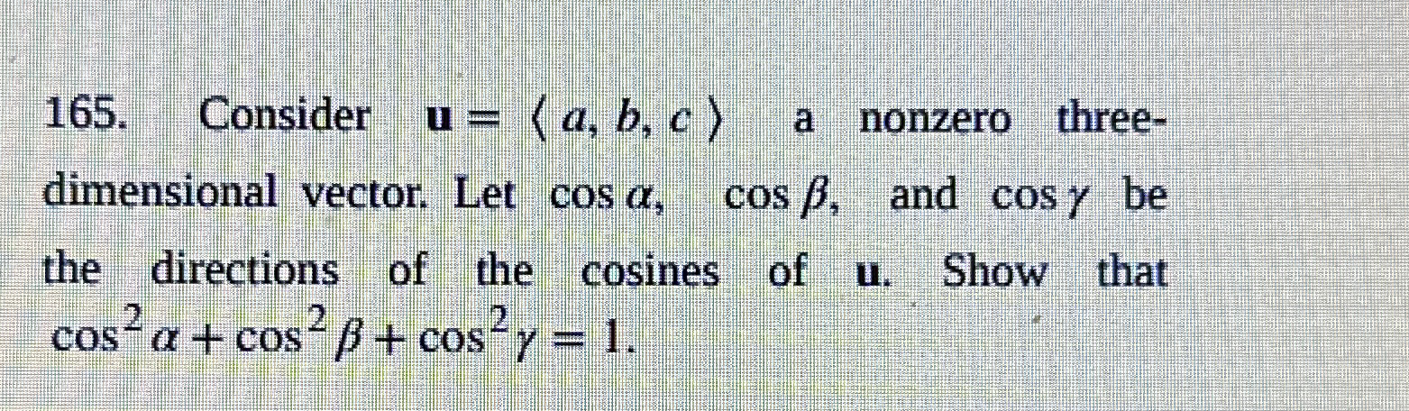 Solved Consider u=(:a,b,c:) ﻿a nonzero threedimensional | Chegg.com