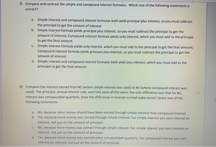 Solved Simple and Compound Interest Simple Interest Formula: | Chegg.com