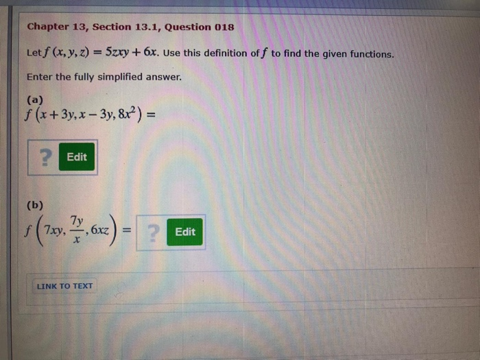 Solved Chapter 13, Section 13.1, Question 018 Letf (x,y,z) = | Chegg.com Solved Chapter 13, Section 13.1, Question 018 Letf (x,y,z) = | Chegg.com