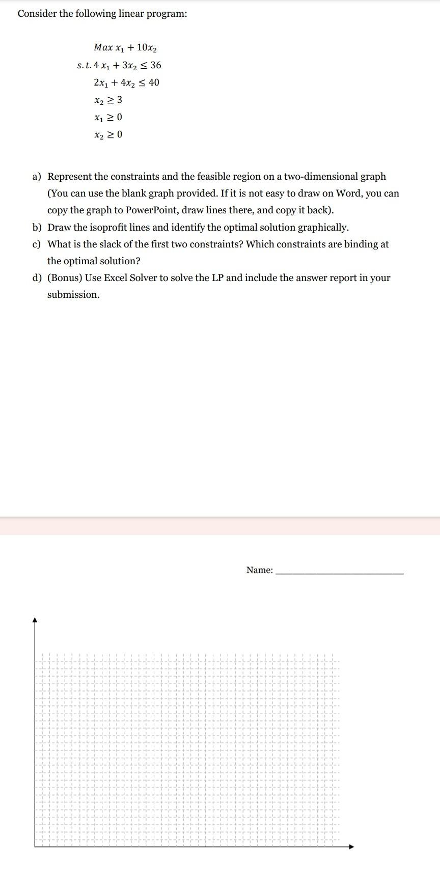 Solved Consider the following linear program: s.t. Max | Chegg.com